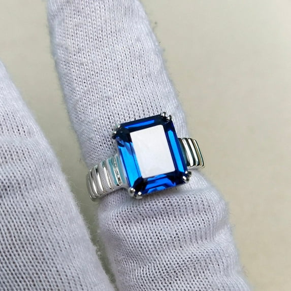 Blue Sapphire Ring, 925 Sterling Silver Ring, Men & Women Ring, Blue ...