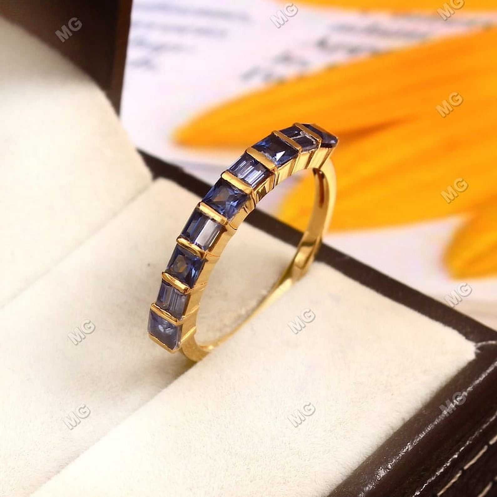 Blue Sapphire Ring , Eternity Ring , Gemstone Stacking Ring , Sapphire ...