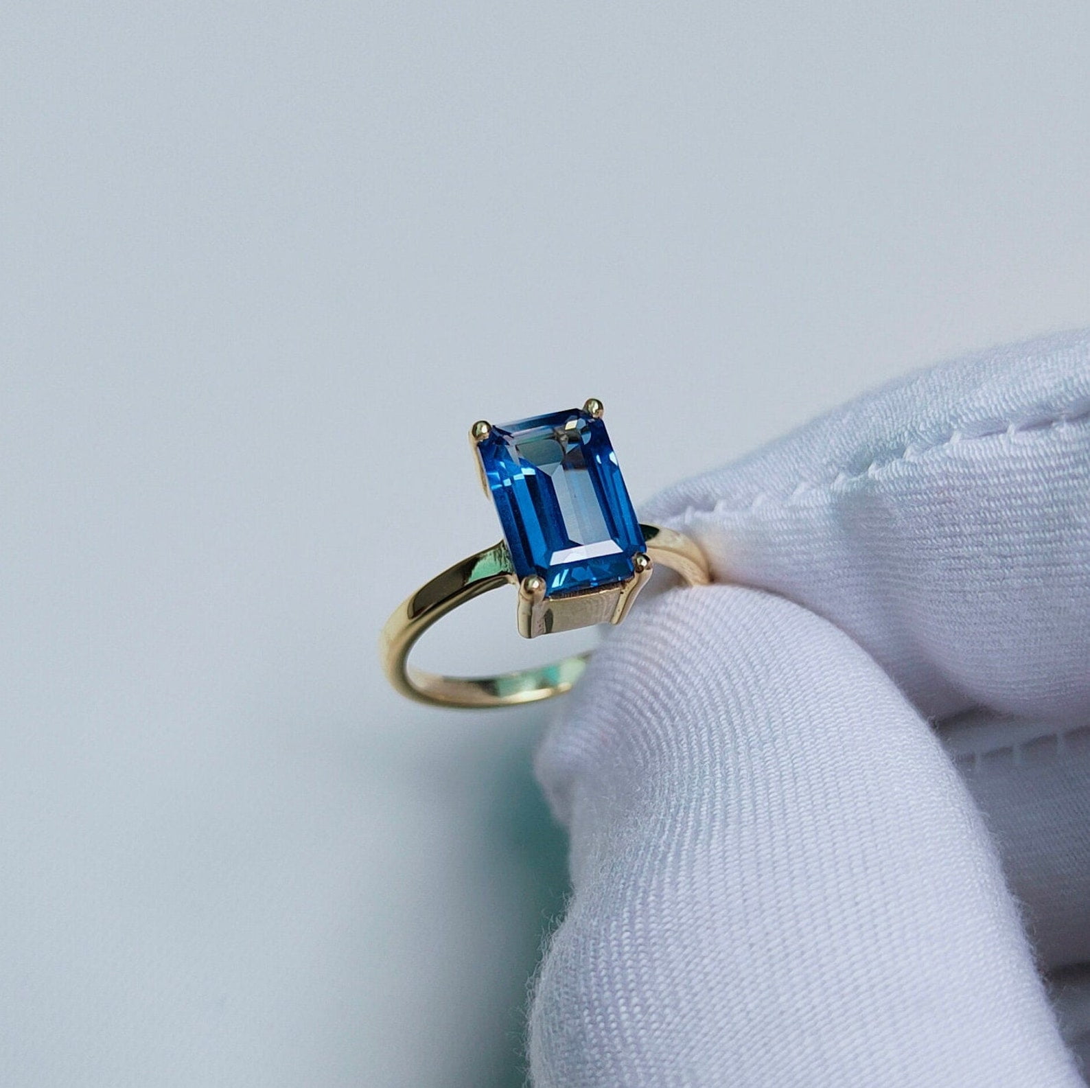 Blue Sapphire Ring octagon cut blue sapphire ring blue sapphire gold ...