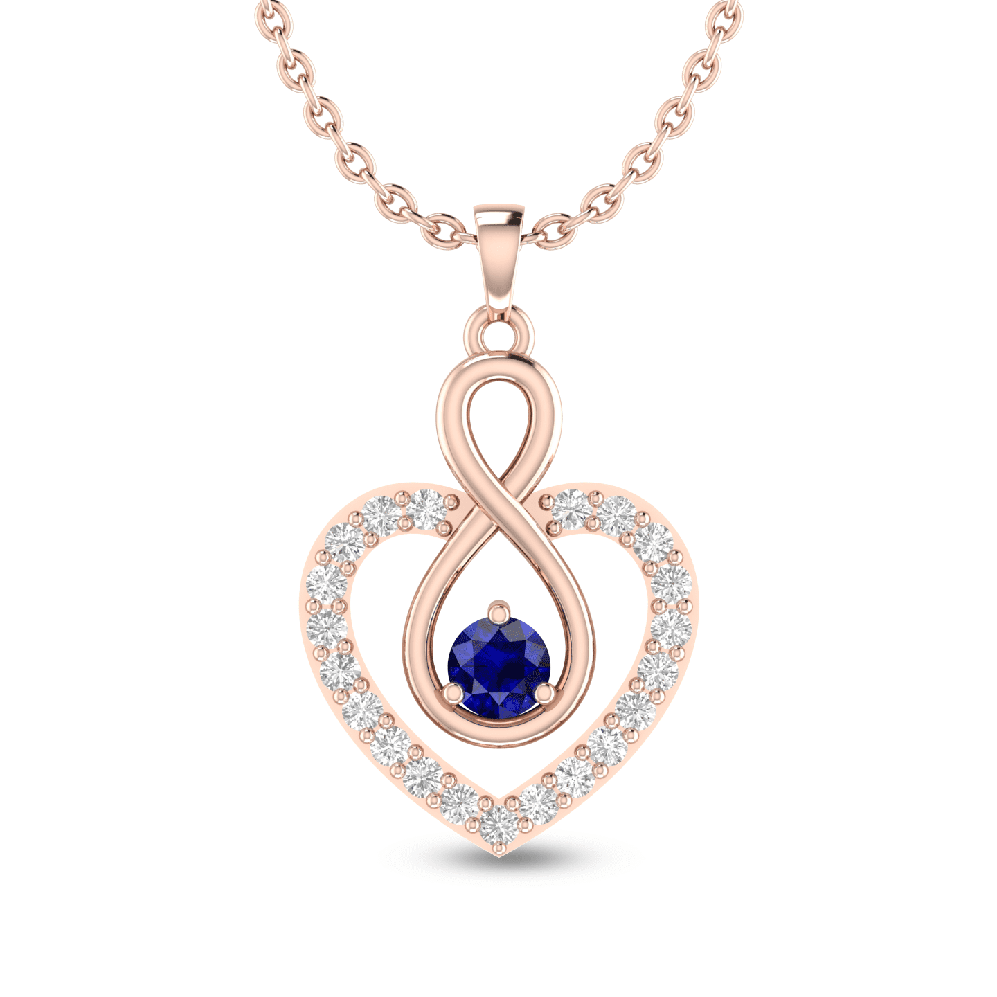 Blue Sapphire Rose Gold Plated Infinity Heart Pendant - Walmart.com