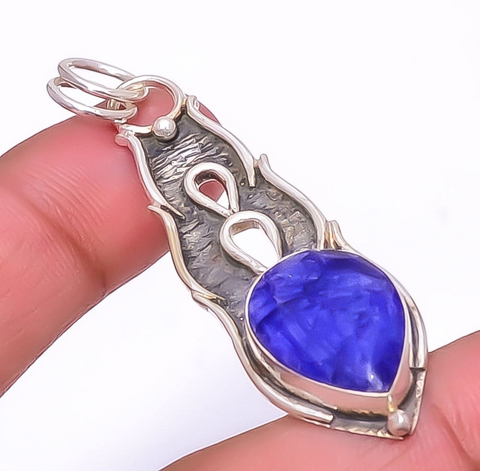 Blue Sapphire (Simulated) Handmade 925 Sterling Silver Jewelry Pendant ...