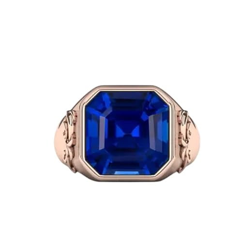Blue Sapphire Wedding Signet Ring For Men 18K Gold Blue Sapphire 7 Ct ...