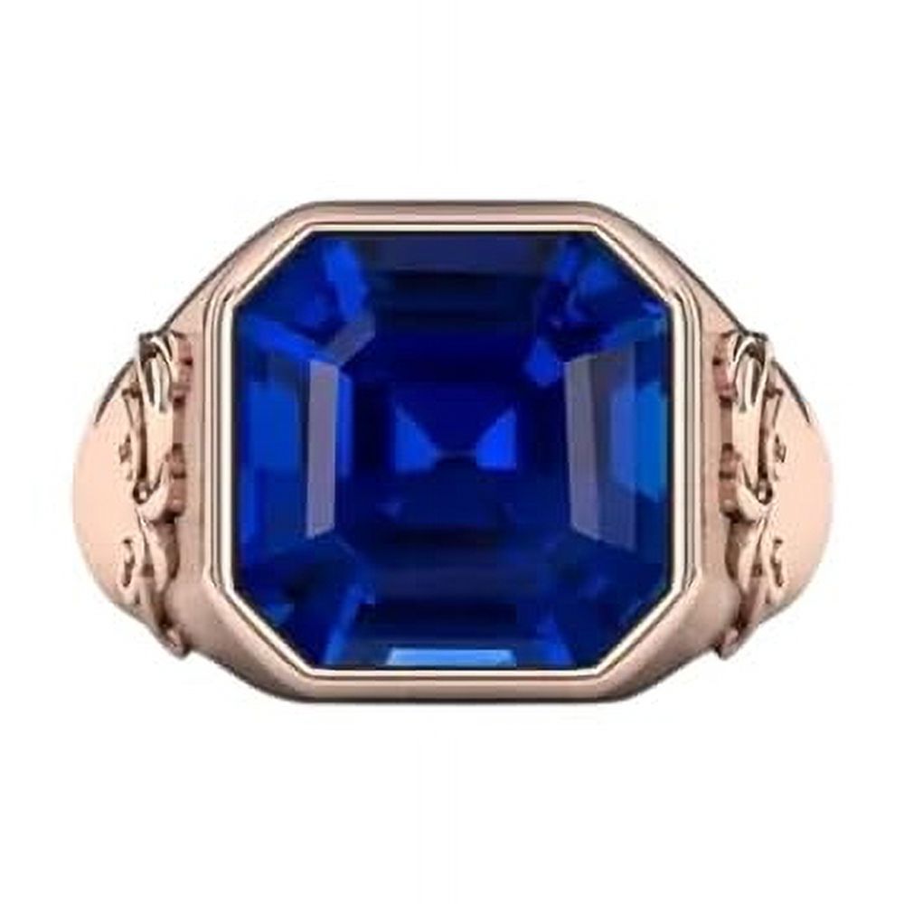 Blue Sapphire Wedding Signet Ring For Men 18K Gold Blue Sapphire 7 Ct ...