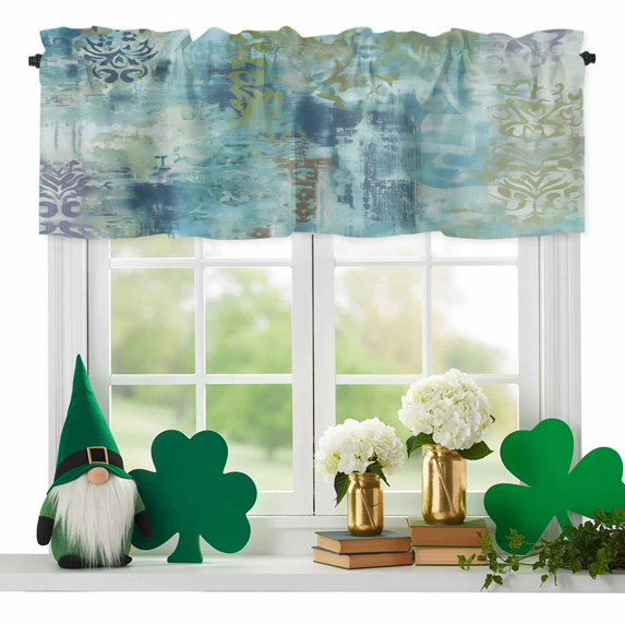 Blue Satin Texture Valances for Windows, Retro Abstract Green Purple ...