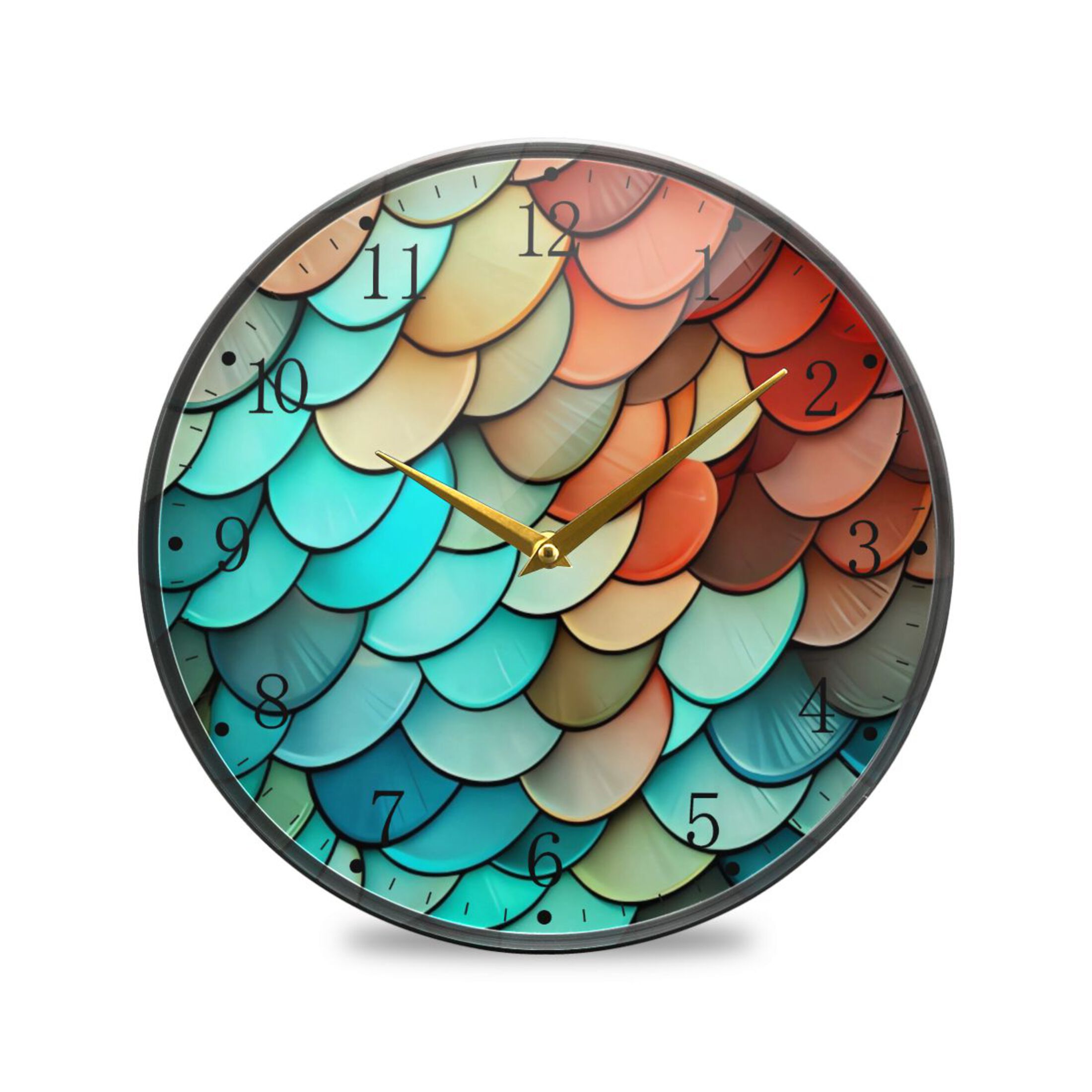 Blue Scales Acrylic Wall Clocks Quiet Round Clock Battery Operated Non ...