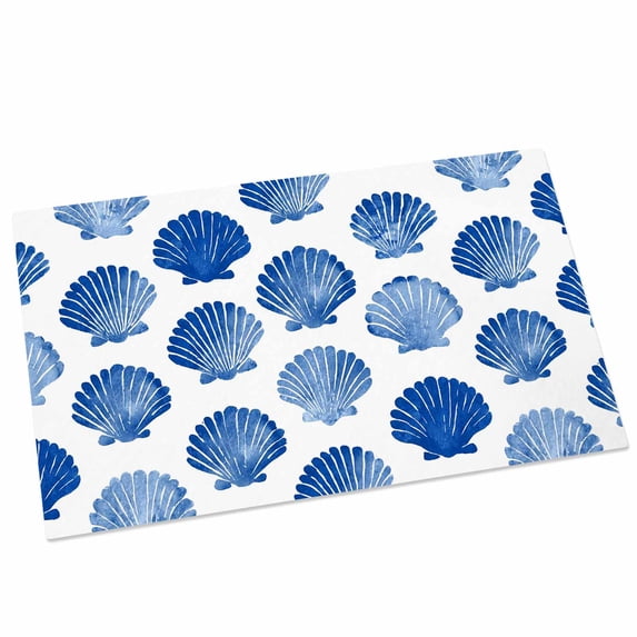 Blue Scallops Shell Door Mat 18x30 Inch Sea Ocean Coastal Nature Summer ...