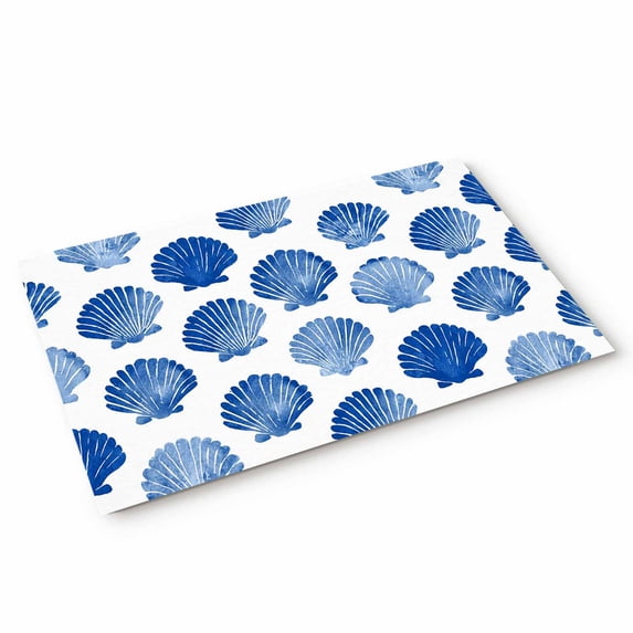 Blue Scallops Shell Door Mat Sea Ocean Coastal Nature Summer Non Slip ...