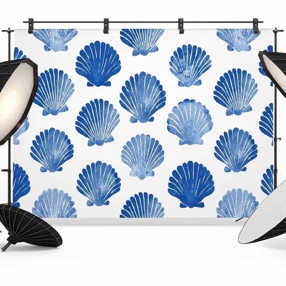 Blue Scallops Shell Photography Backdrop 8x6FT, Sea Ocean Coastal ...