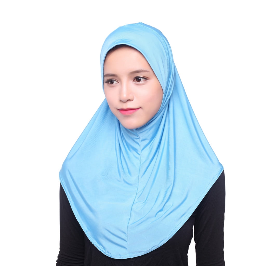 Blue Scarf Muslim Women Inner Hijab Headscarf Cap Islamic Full Cover ...