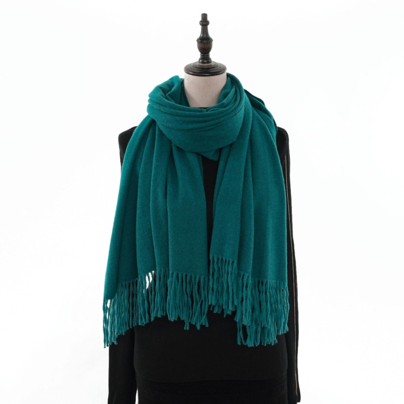 Blue Scarf for Women Solid Color Imitation Single Color Hanging Hair ...