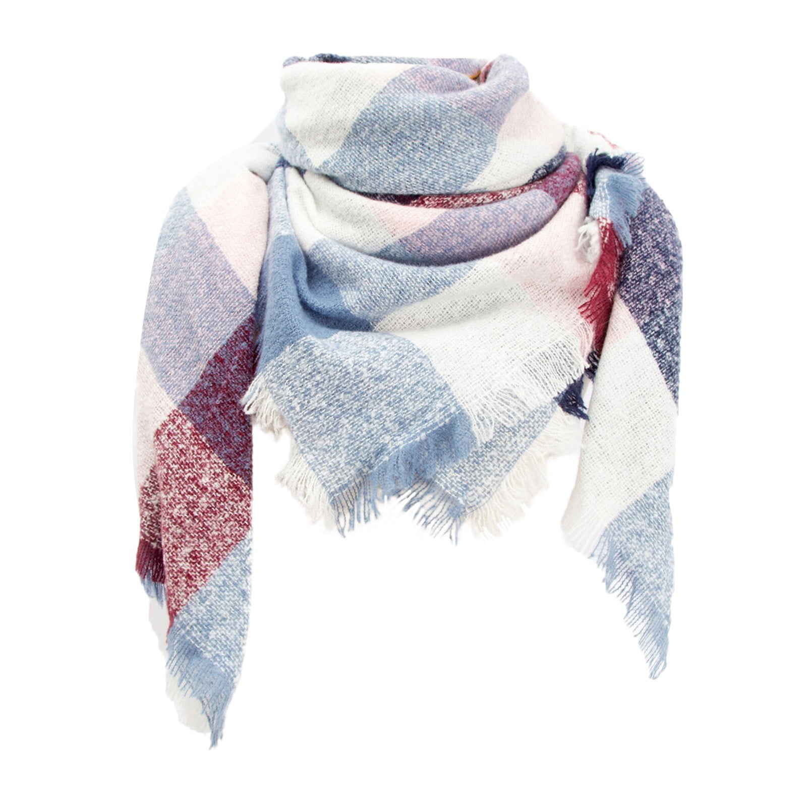 Blue Scarfs Scarf Ladies' Plaid New Thorn Square Scarf Ladies' Plaid ...