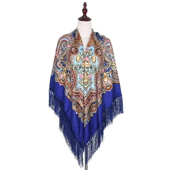 Blue Scarfs Scarf Women Fashion Bohemian Scarf Ethnic Style Tie Tassel ...