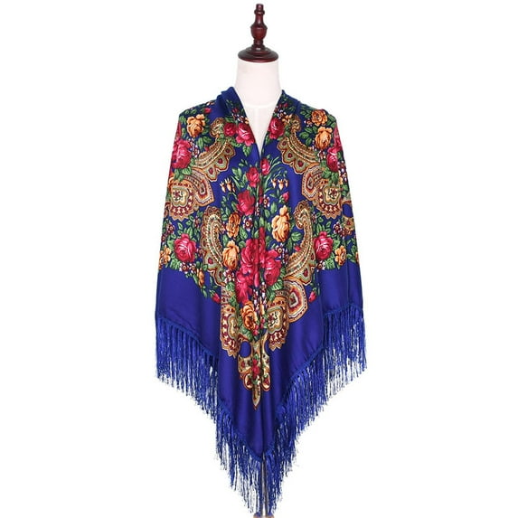 Blue Scarfs Scarf Women Fashion Bohemian Scarf Ethnic Style Tie Tassel ...