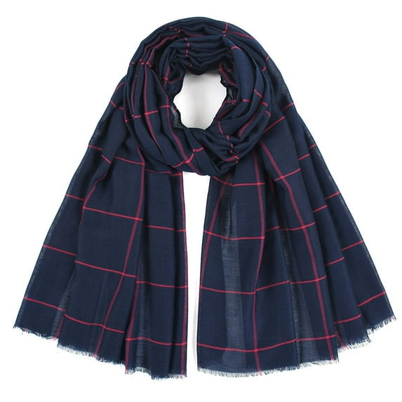 Blue Scarfs Scarf Women Fashion Cotton and Linen Grids Printing Paris ...