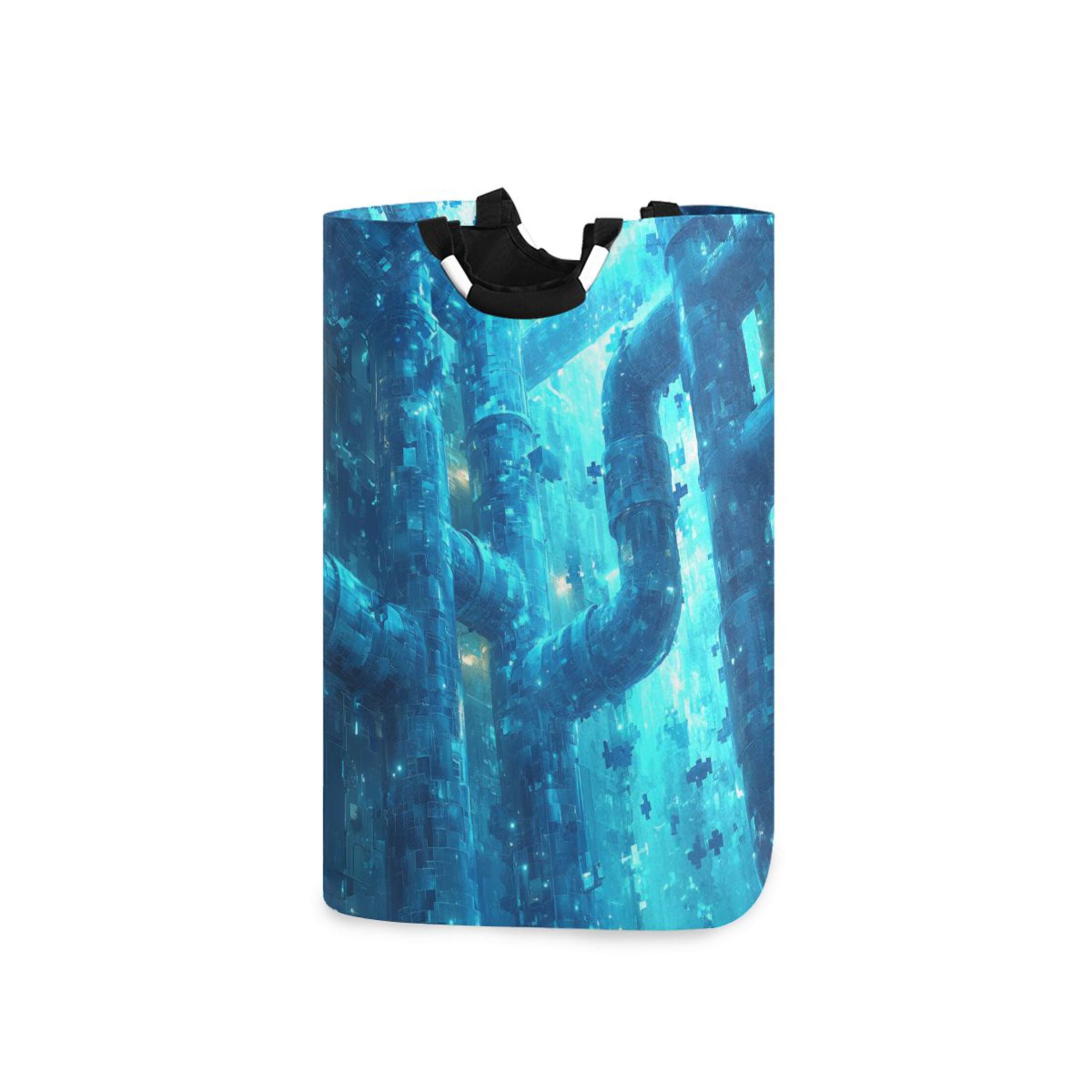 Blue Sci-fi Style Laundry Basket with Handles 50L Collapsible Laundry ...