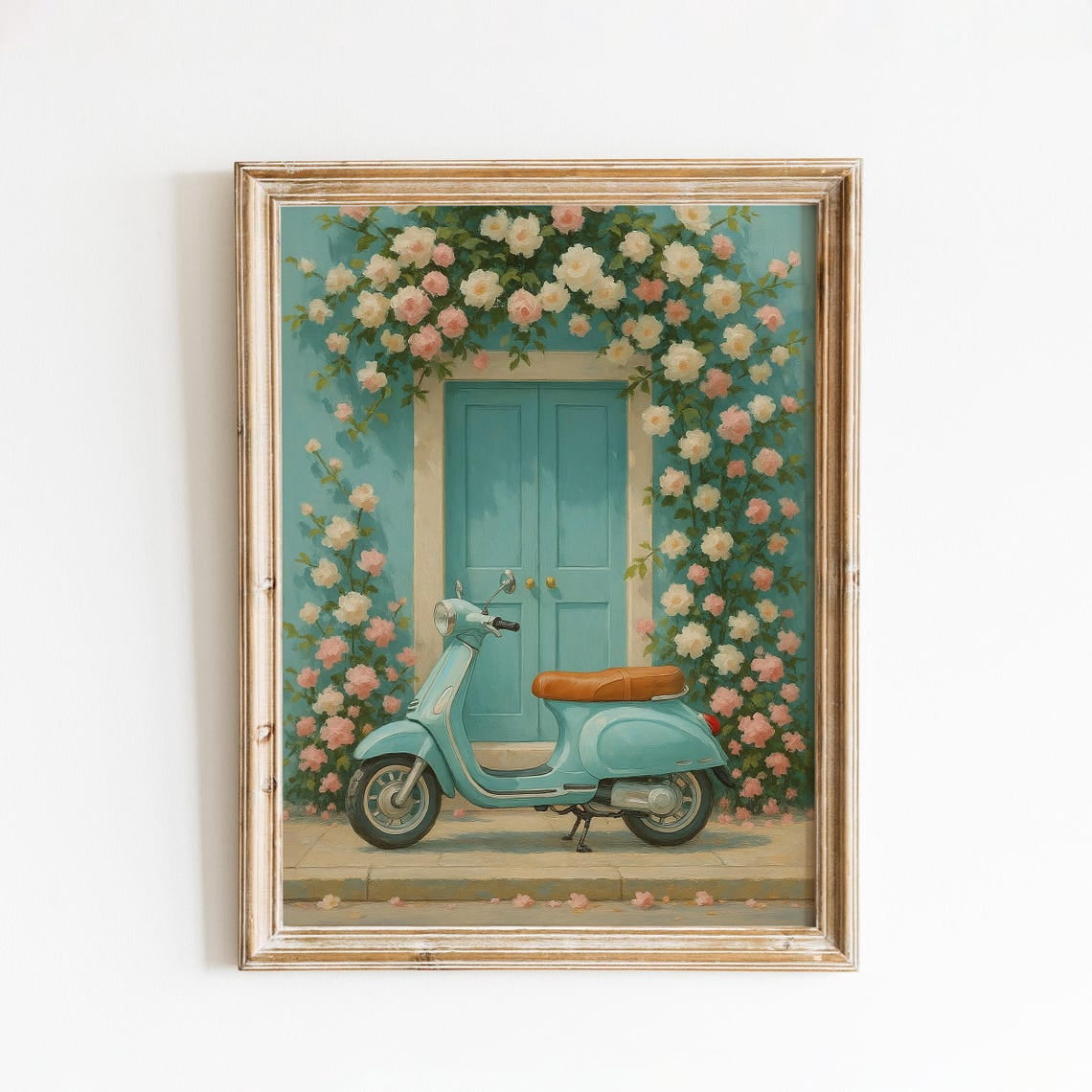 Blue Scooter Doorway Mediterranean Wall Art Poster Unframed Paper Print ...