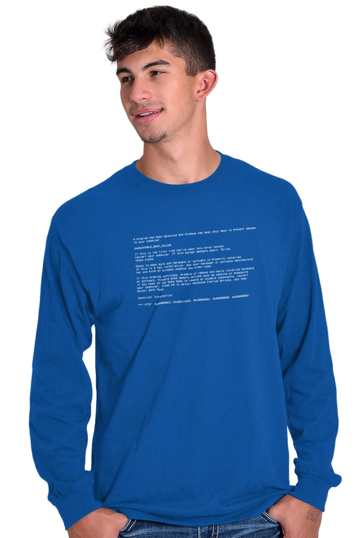 Blue Screen of Death Virus Techie Long Sleeve TShirt Men Women Brisco ...