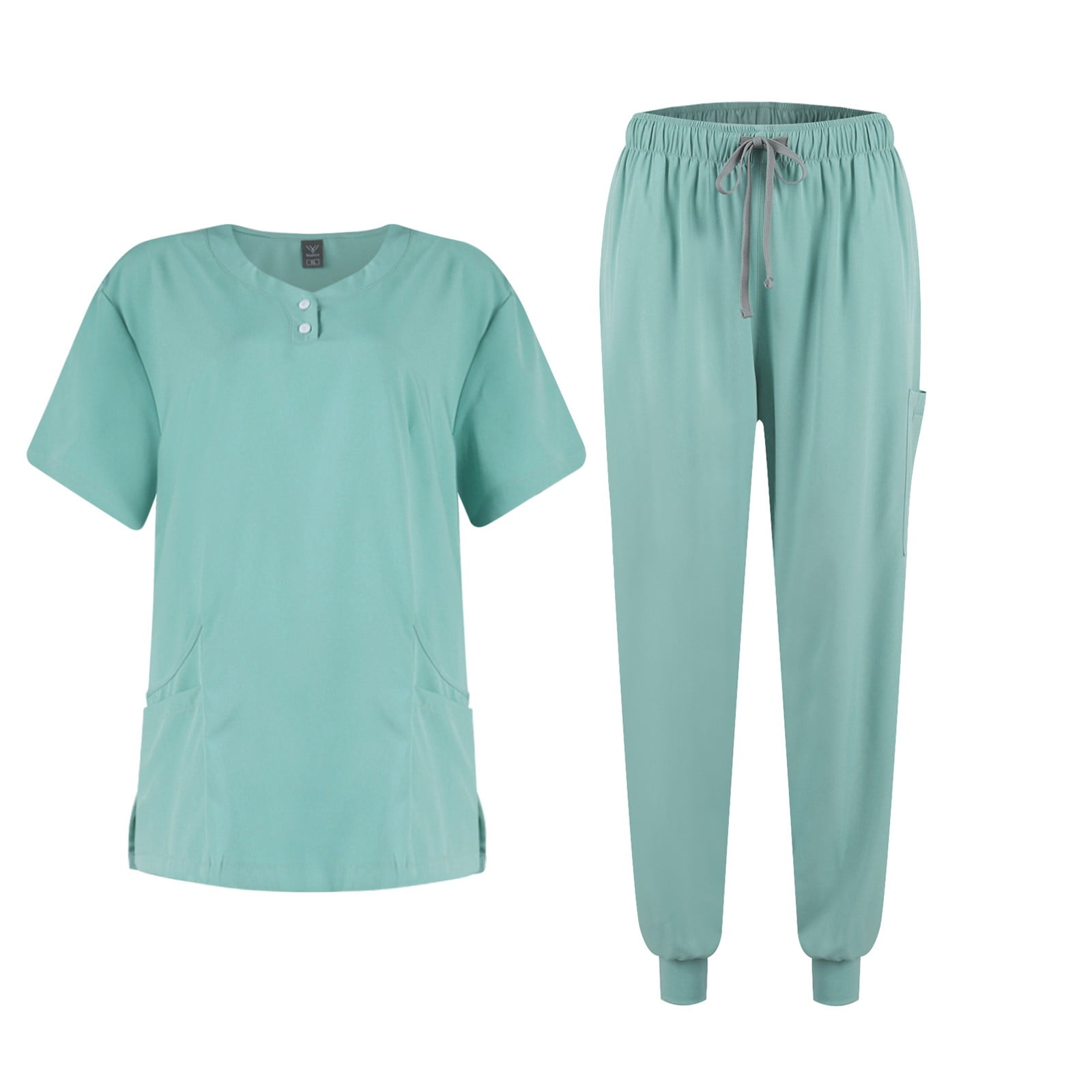 Blue Scrubs For Women Set Clearance Sales Solid Color V-Neck Short ...