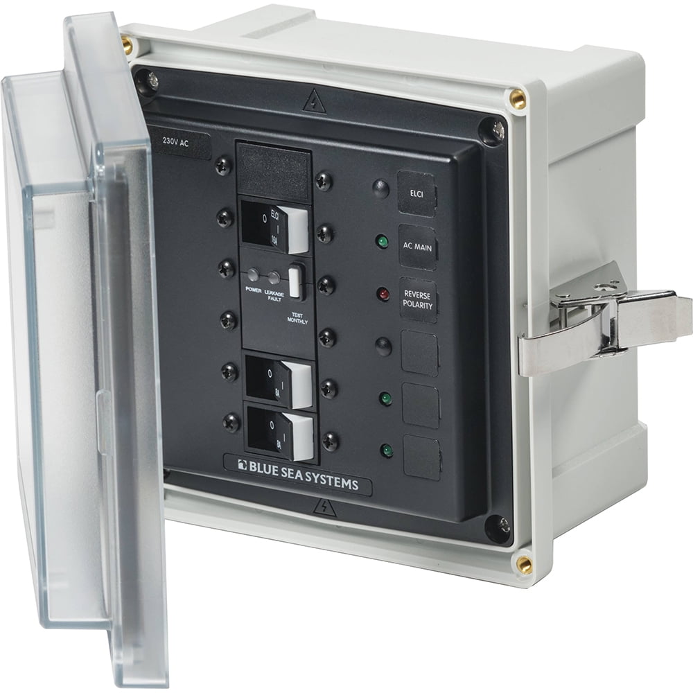 Blue Sea 3122 - SMS Panel Enclosure w/ELCI (16A) 2 Branch (8A) - 230V ...