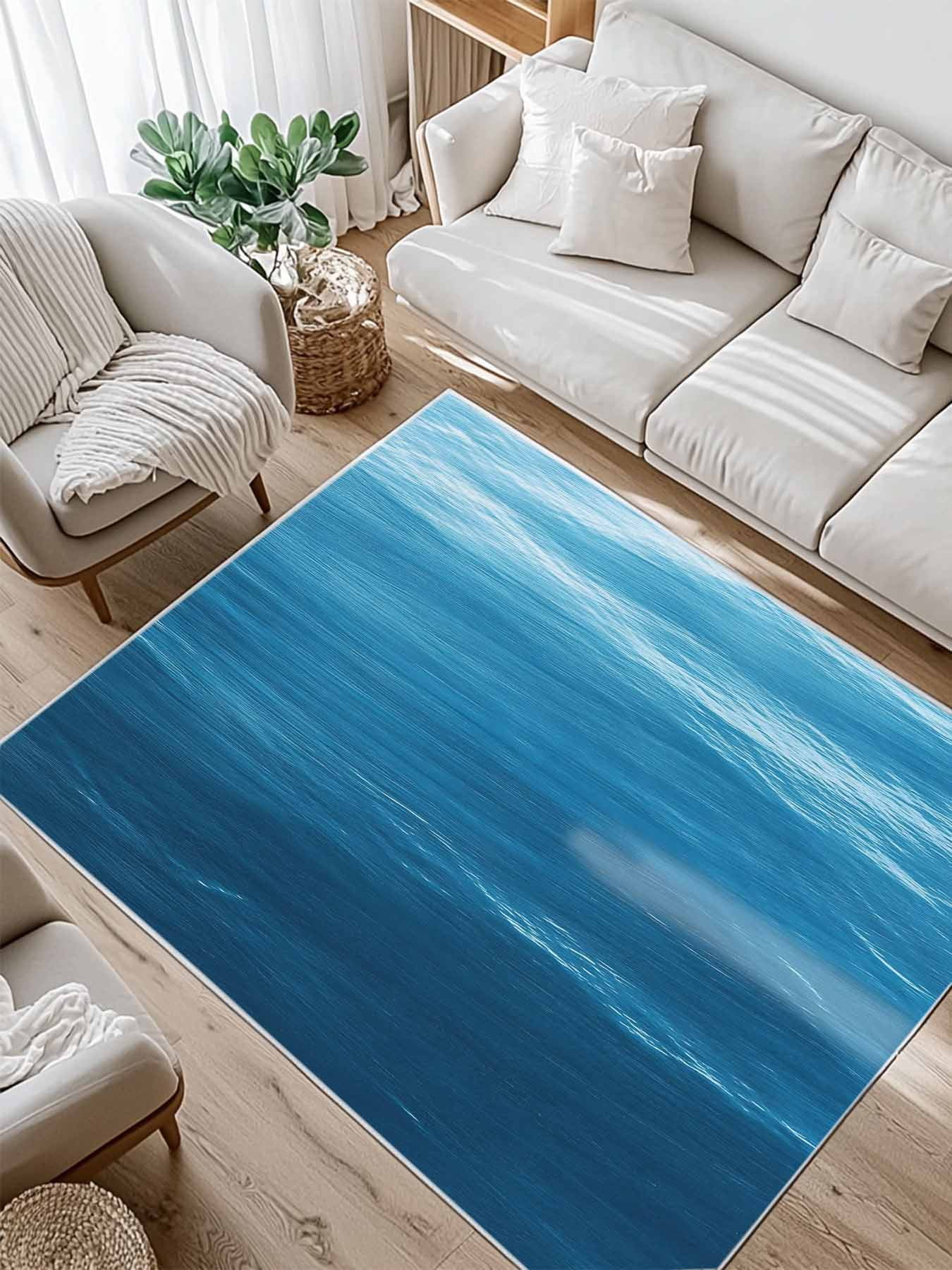 Blue Sea Area Rug for Bedroom 5x7 Ft Abstract Natural Undersea Gradient ...