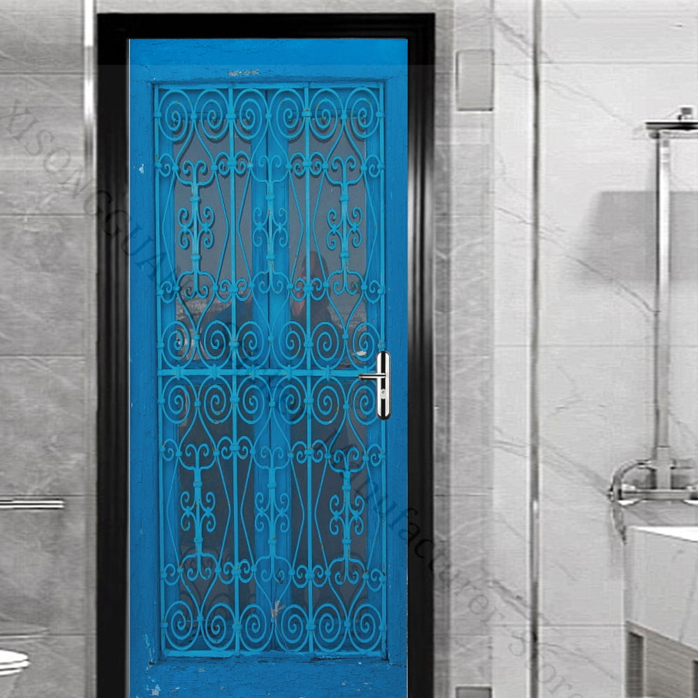 Blue Sea Beach Curtain Self-adhesive Door Stickers Home Decor DIY ...