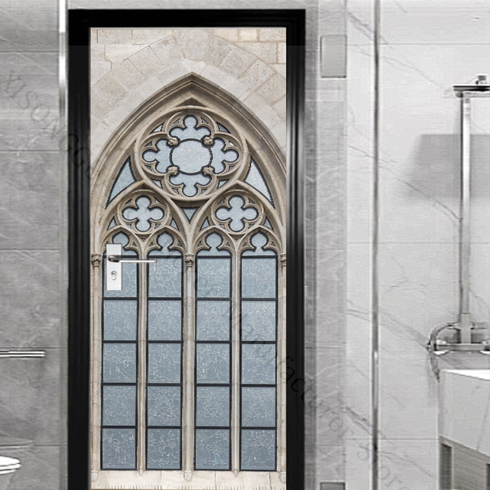 Blue Sea Beach Curtain Self-adhesive Door Stickers Home Decor DIY ...