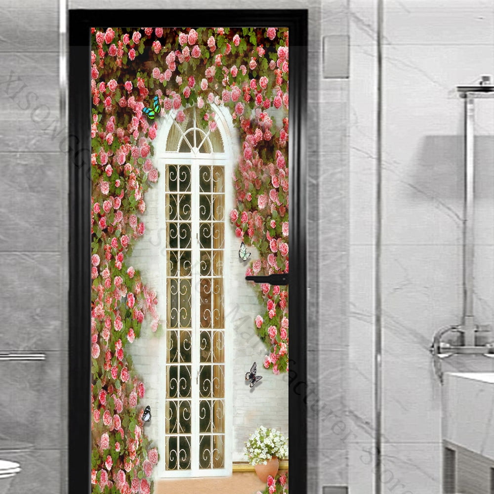 Blue Sea Beach Curtain Self-adhesive Door Stickers Home Decor DIY ...