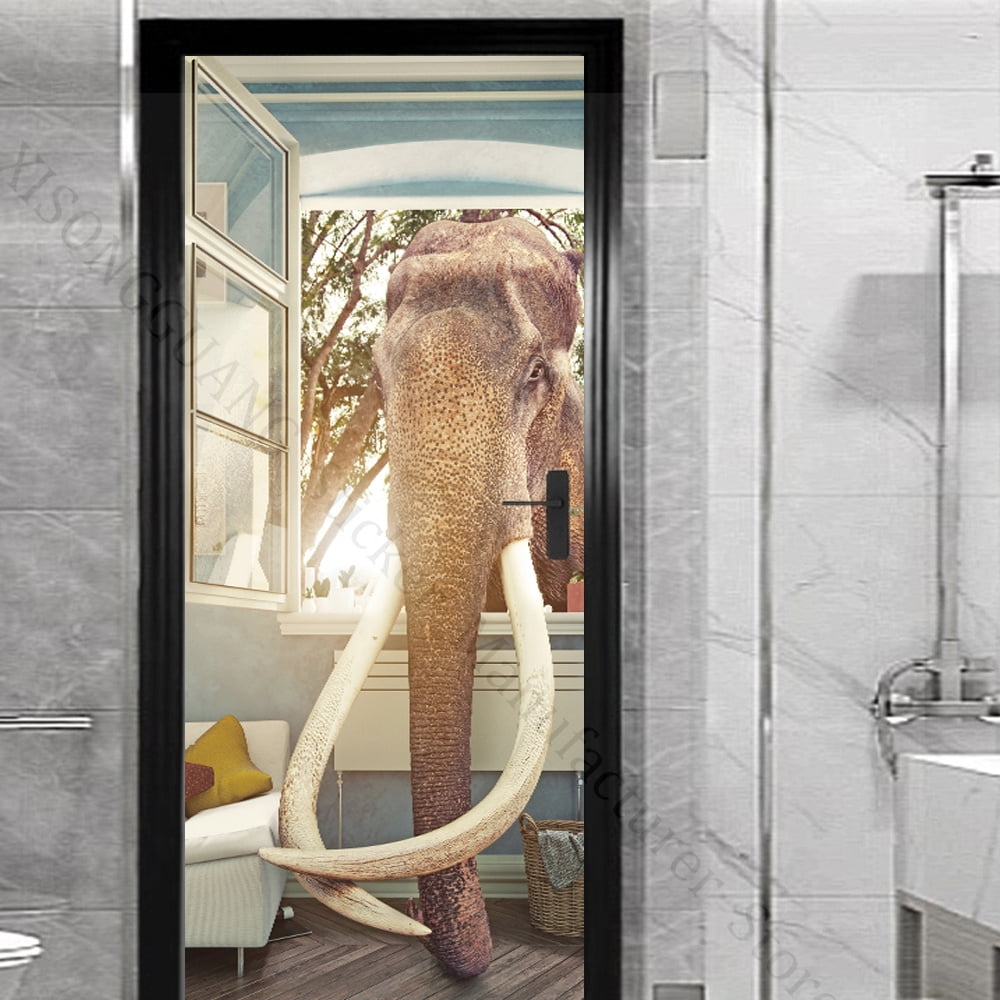 Blue Sea Beach Curtain Self-adhesive Door Stickers Home Decor DIY ...