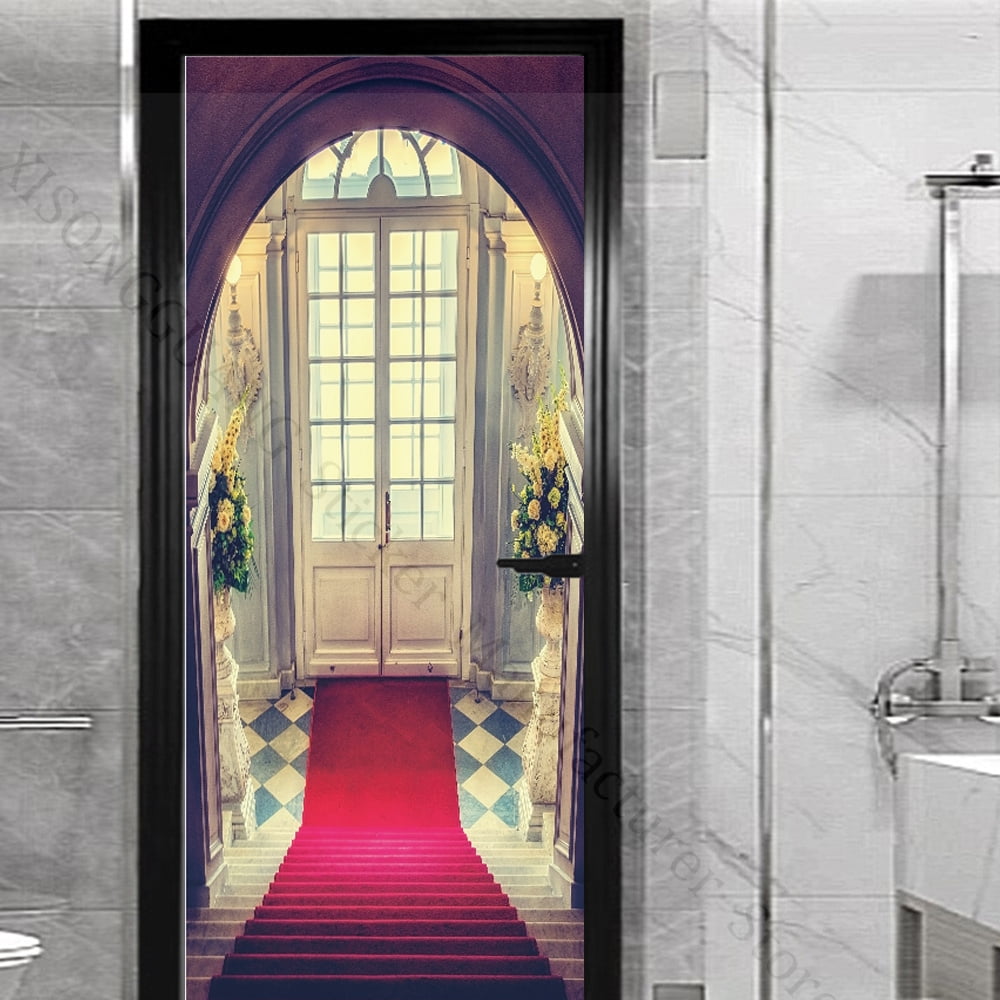 Blue Sea Beach Curtain Self-adhesive Door Stickers Home Decor DIY ...