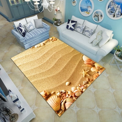 Blue Sea Beach Style 3D Carpet for Living Room Coffee Table Sofa Bed ...