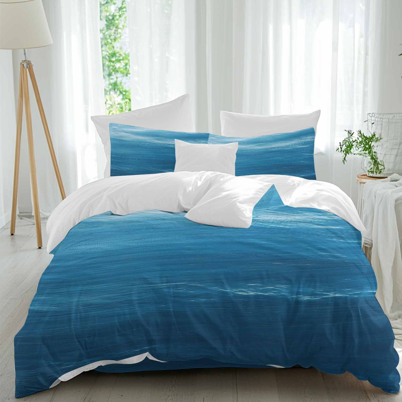 Blue Sea Comforter Set Twin Size, Abstract Natural Undersea Gradient ...