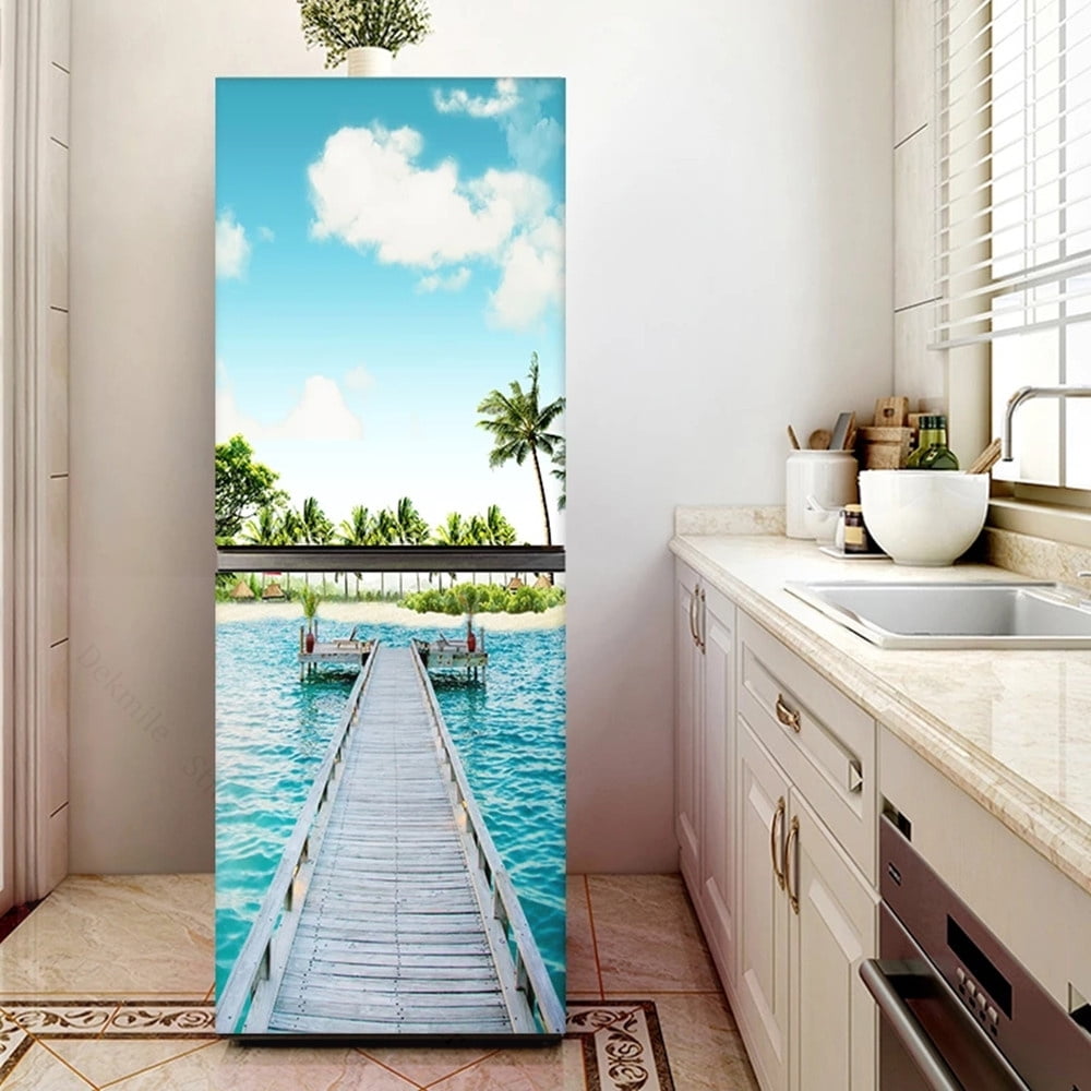 Blue Sea Dolphin Fridge Stickers Flower Field Tiger Refrigerator ...