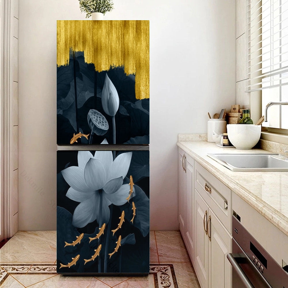 Blue Sea Dolphin Fridge Stickers Flower Field Tiger Refrigerator ...