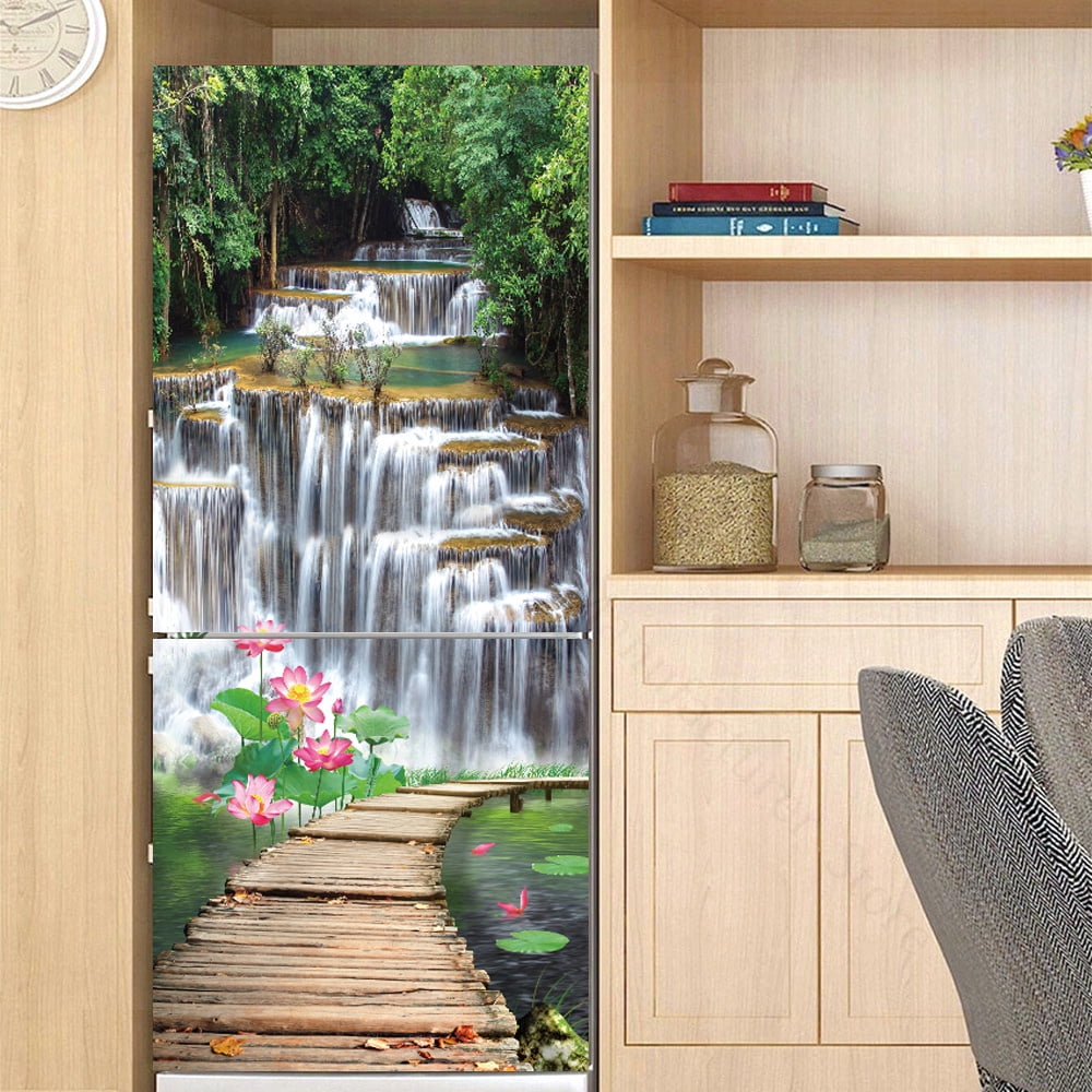 Blue Sea Dolphin Fridge Stickers Flower Field Tiger Refrigerator ...