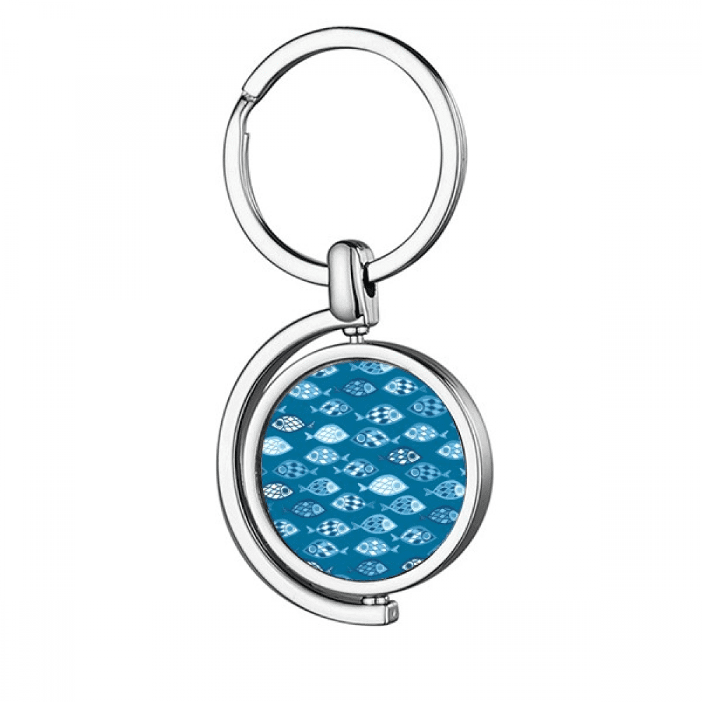 Blue Sea Grids Fishes Rotating Keychain Metal Keyring Holder - Walmart.com