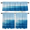 Blue Sea Kitchen Curtains Set for Windows, Horizon Abstract Gradient ...