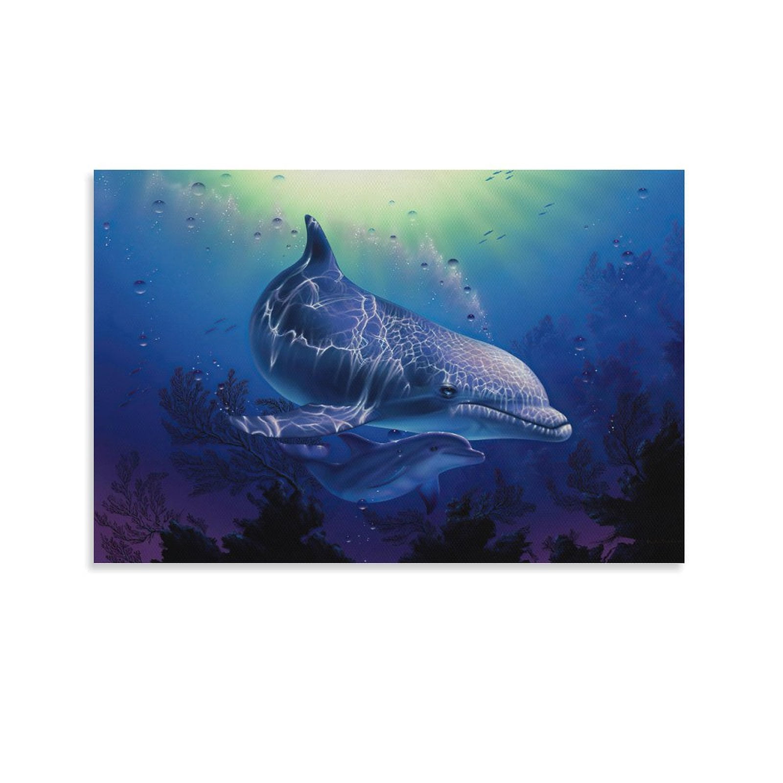 Blue Sea Lassen Colorful Sea Seascape 1 Dolphin Artworks Canvas Poster ...