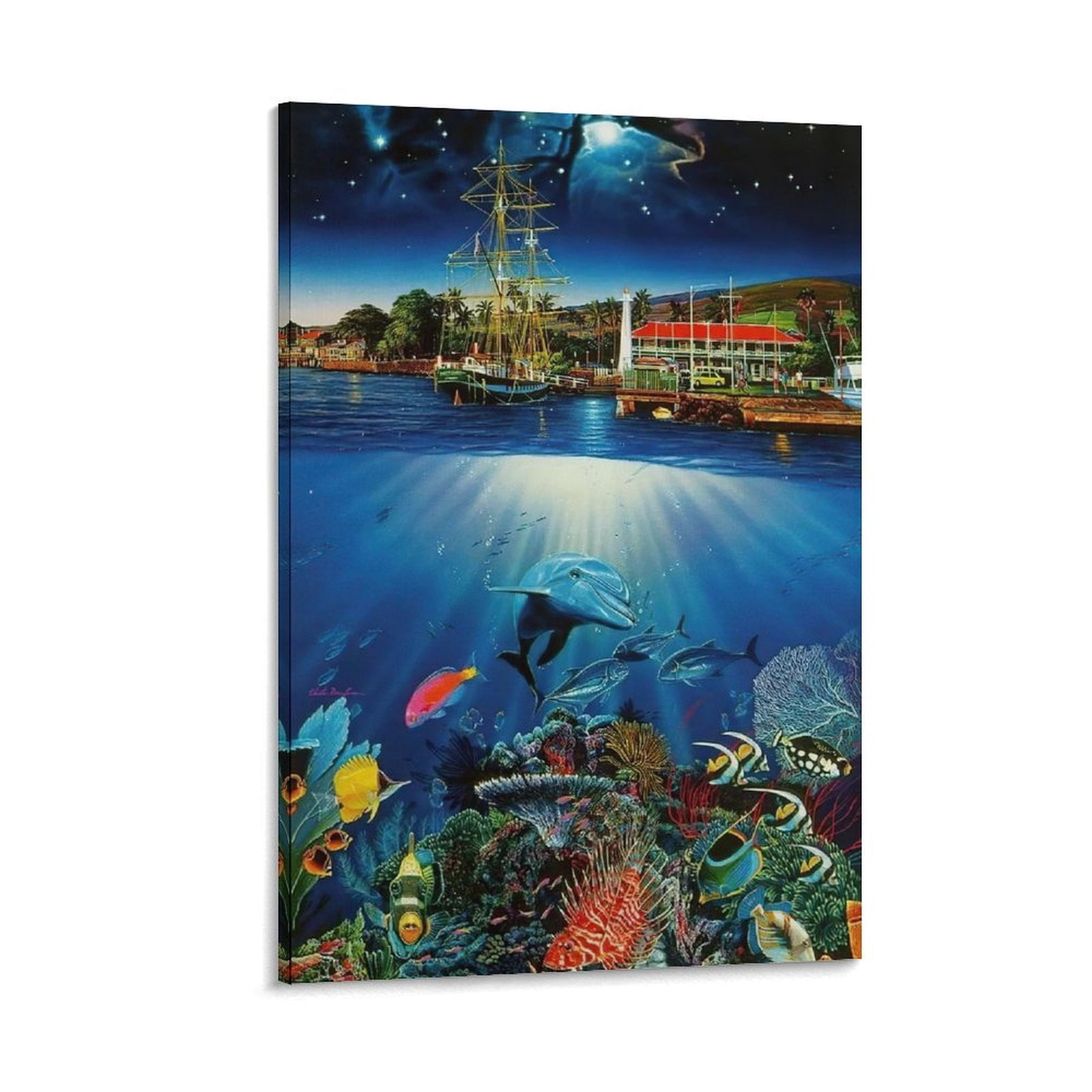 Blue Sea Lassen Colorful Sea Seascape 3 Dolphin Poster Print Photo Art ...