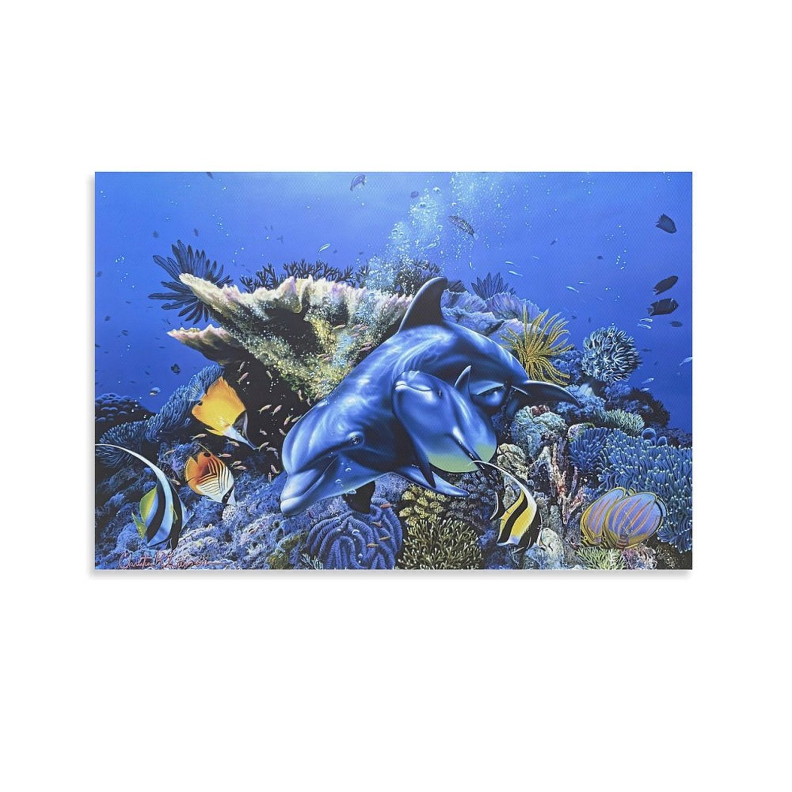 Blue Sea Lassen Colorful Sea Seascape Dolphin (7) Posters Art Print ...