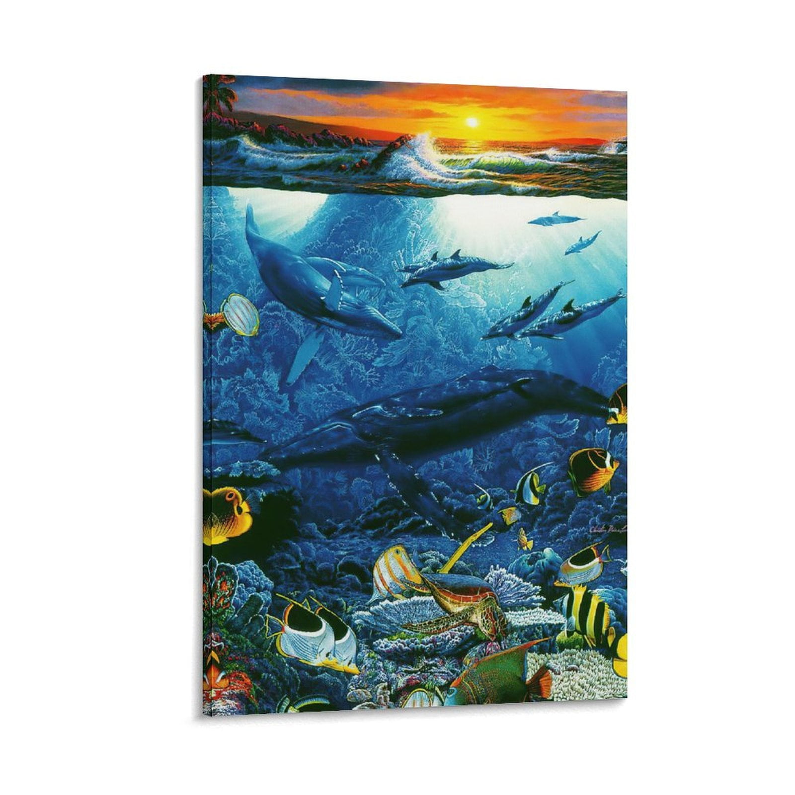 Blue Sea Lassen Colorful Sea Seascape Dolphin Poster (11) Wall Art ...