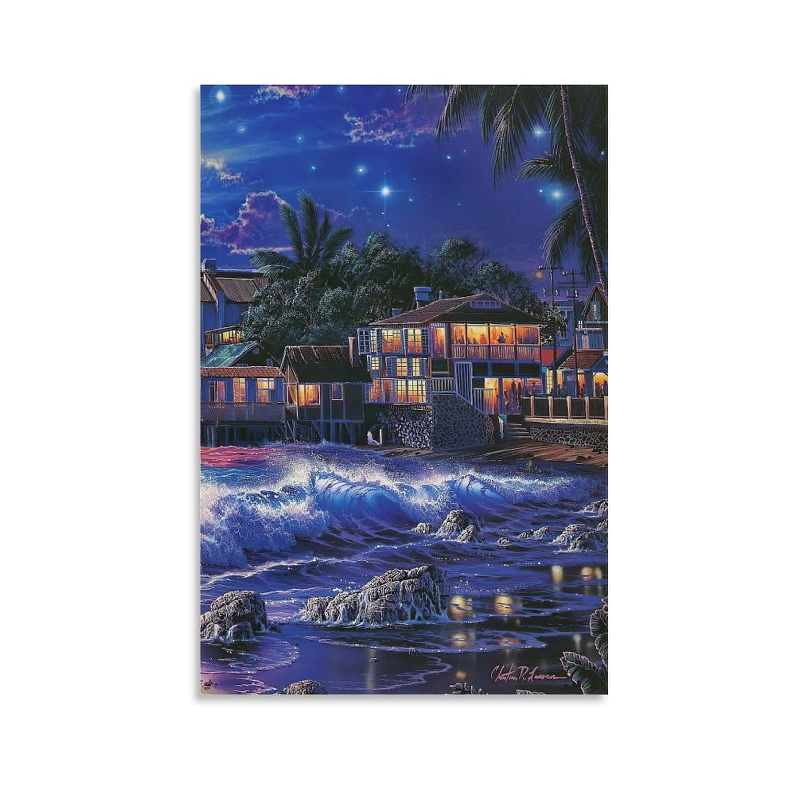Blue Sea Lassen Colorful Sea Seascape Ocean Town Poster Print Photo Art ...