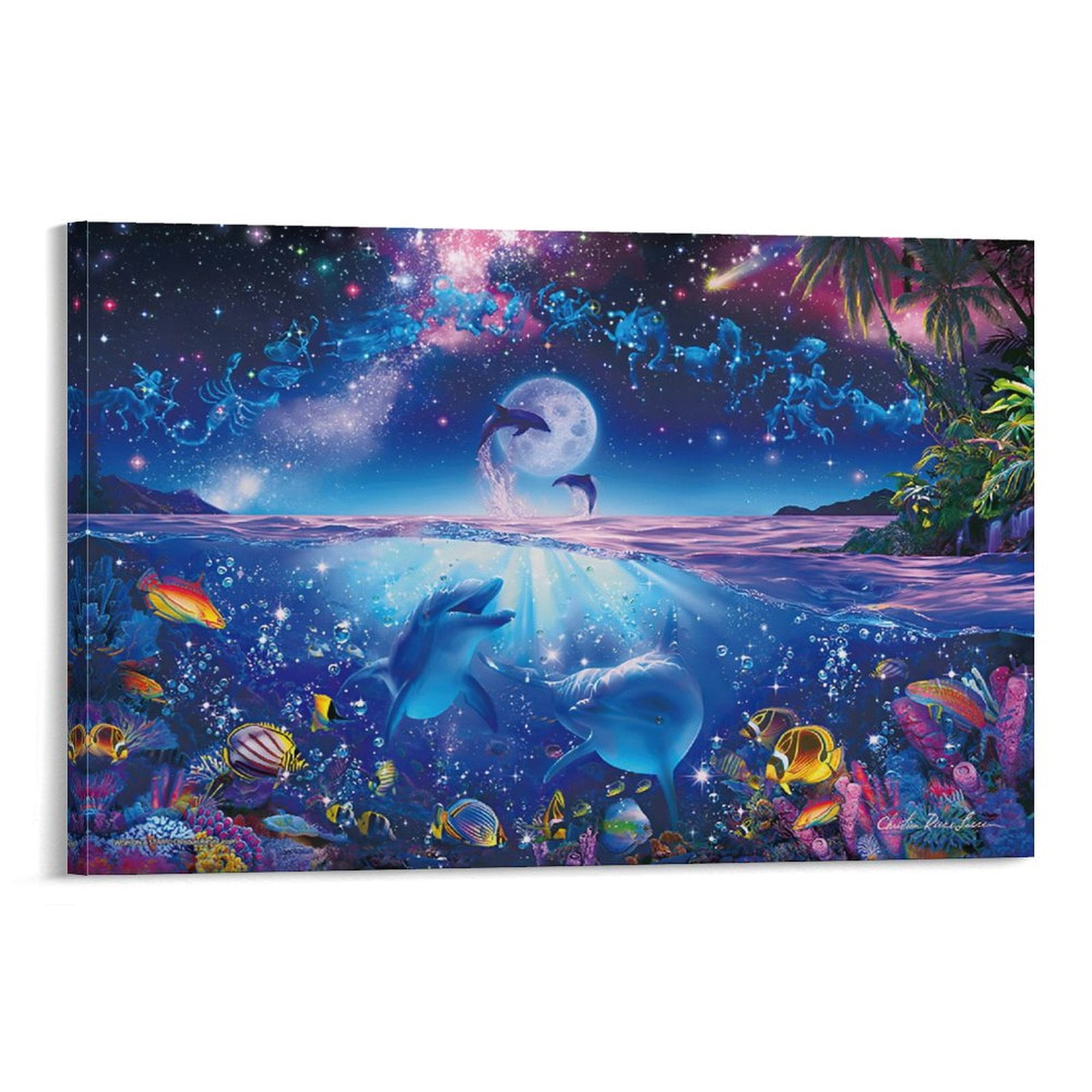Blue Sea Lassen Colorful Sea Seascape Painting Dolphin When You Wish ...