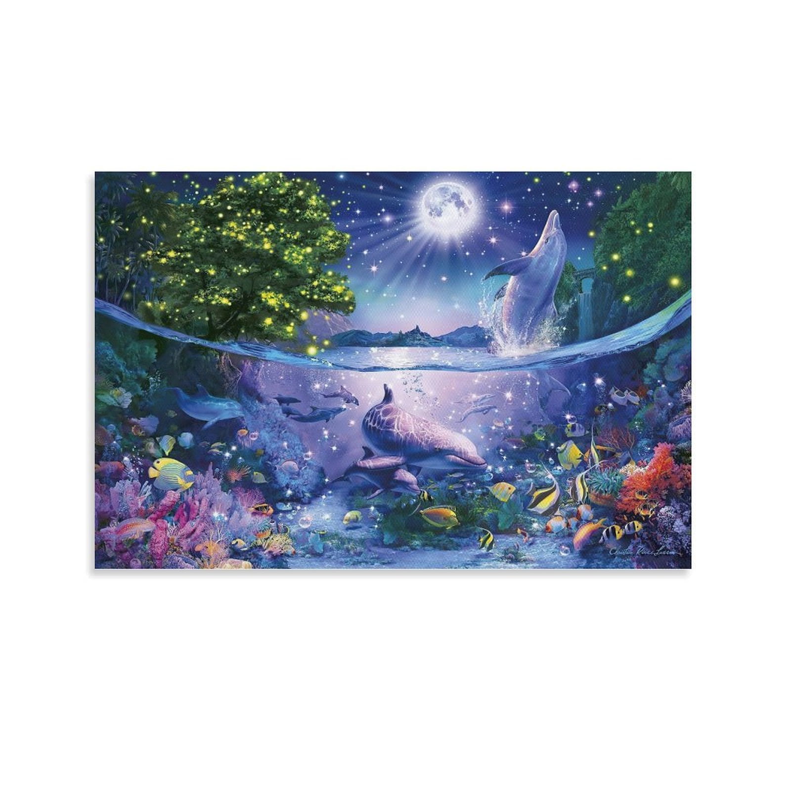 Blue Sea Lassen Colorful Sea Seascape Painting Dolphin When You Wish ...