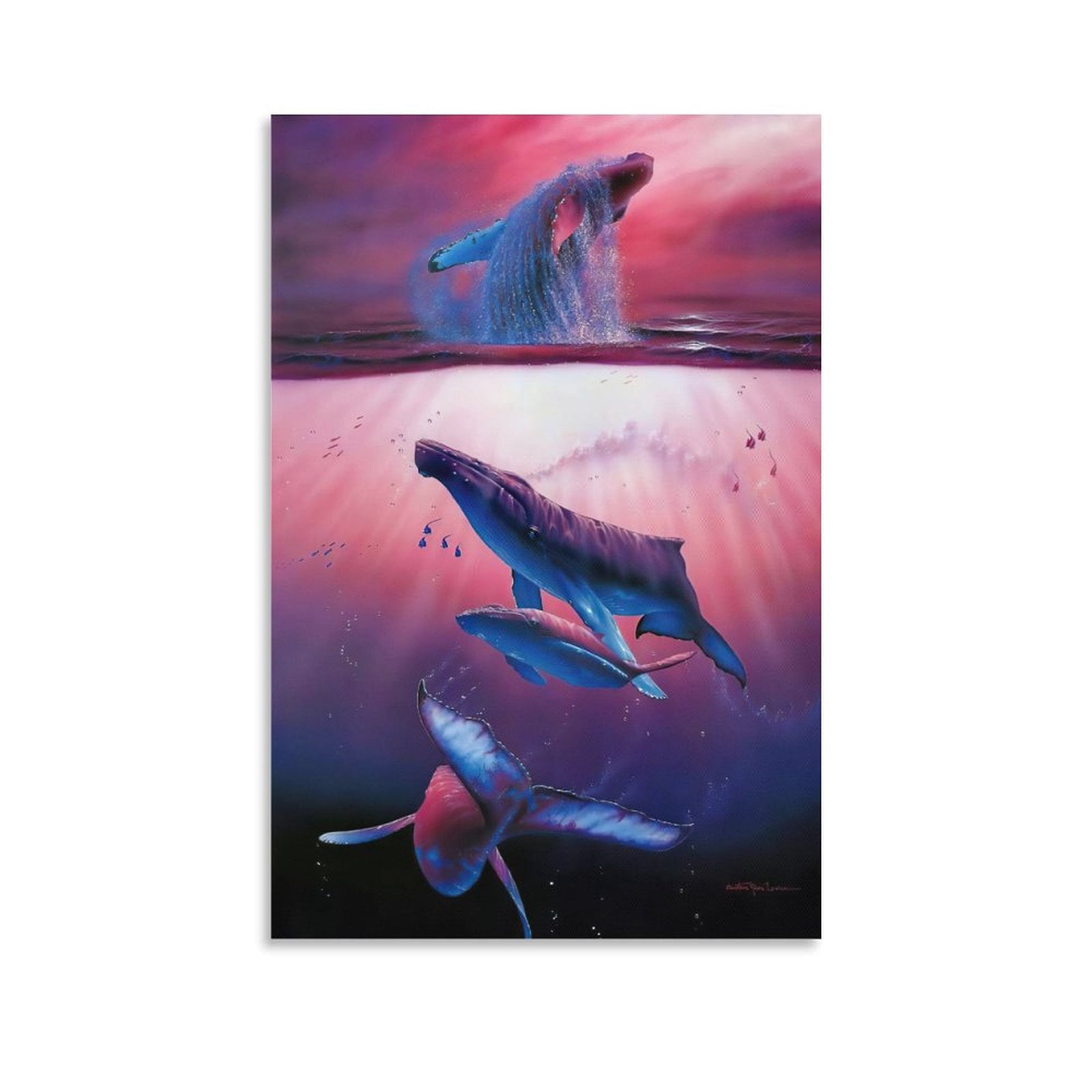 Blue Sea Lassen Colorful Sea Sunset Whale 1 Poster Posters Wall Art ...