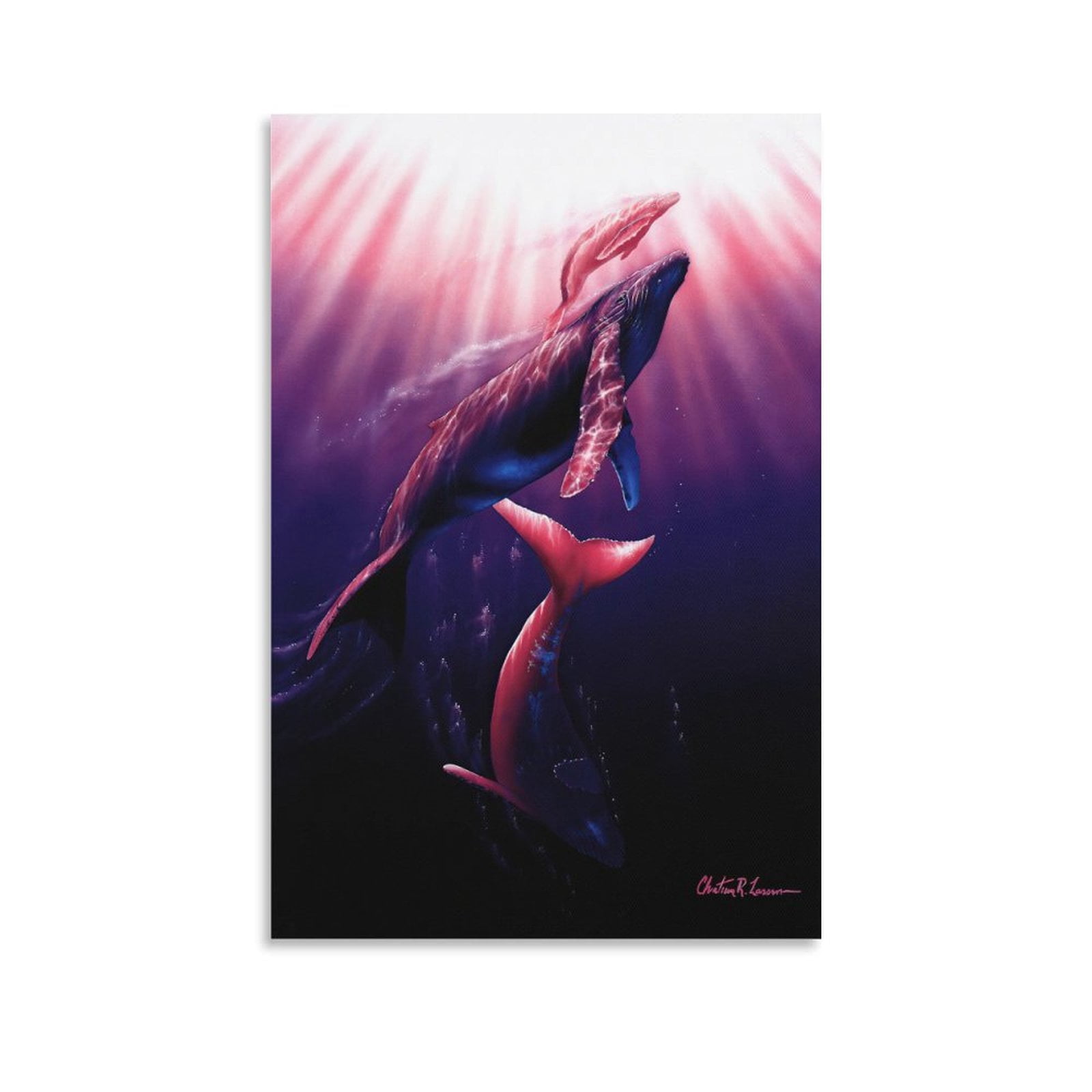 Blue Sea Lassen Colorful Sea Sunset Whale Poster Poster Cool Artworks ...