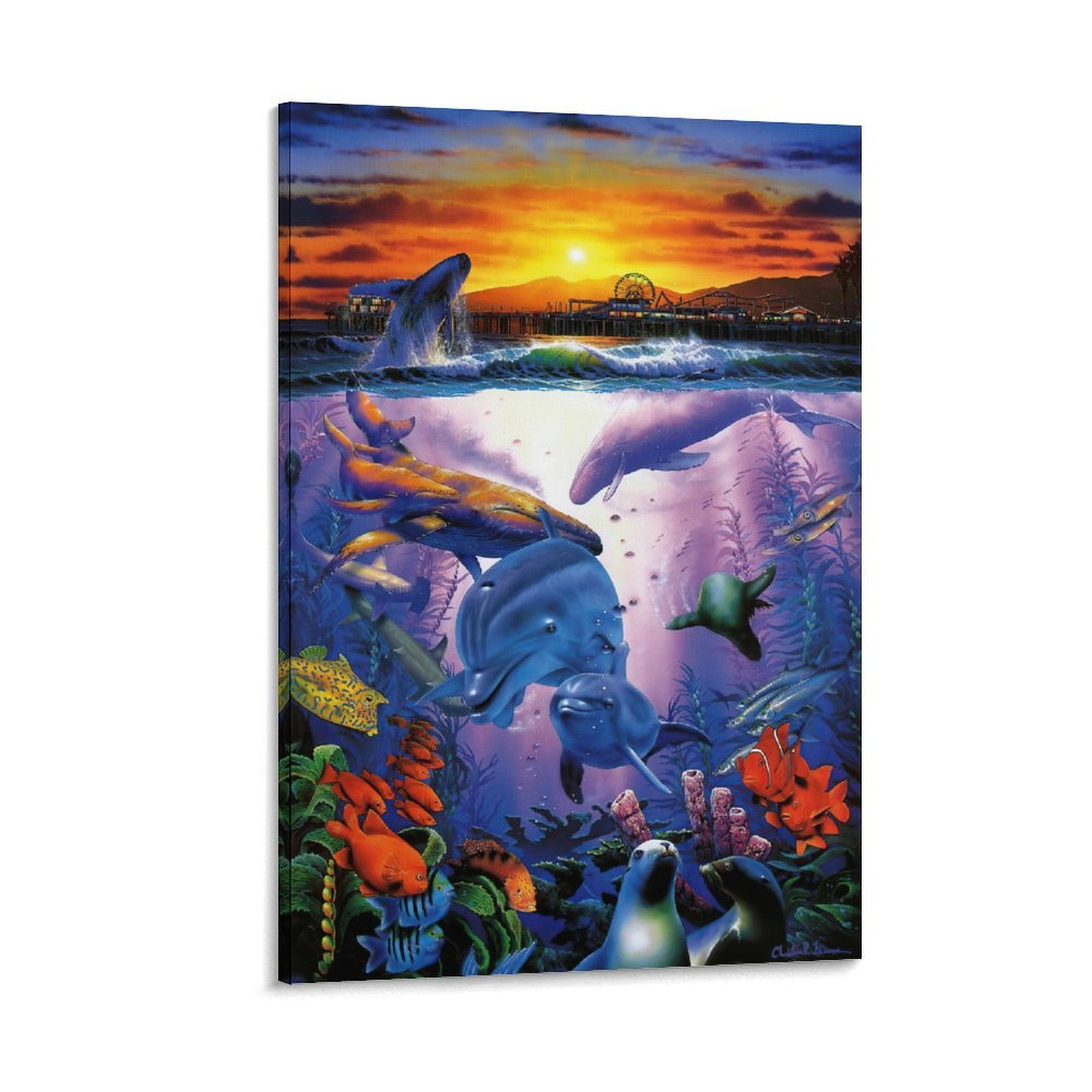 Blue Sea Lassen Ocean View Dolphin Coral Reef Poster (3) Artworks ...