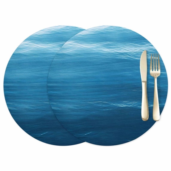 Blue Sea Leather Placemats Set of 2, 15 Inch, Abstract Natural Undersea ...
