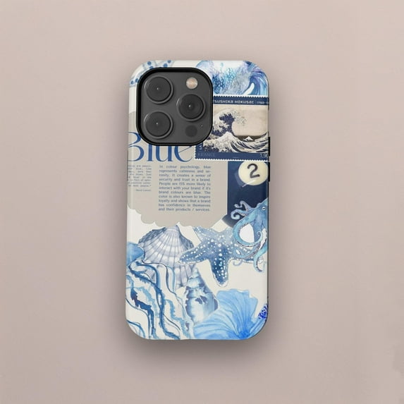 Blue Sea Life Jellyfish Seashell Starfish Phone Case for iPhone 17 to ...