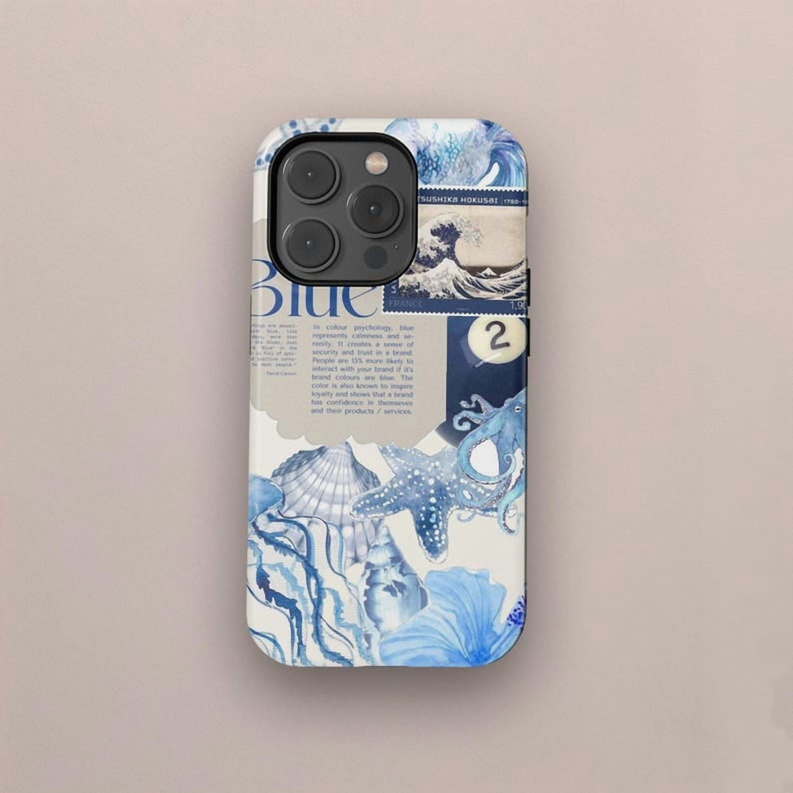 Blue Sea Life Jellyfish Starfish Seashell Phone Case for iPhone 11 12 ...