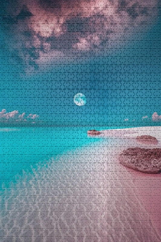 Blue Sea Pink Beach Seascapegemsfand Puzzles For Adults 500 Piece ...